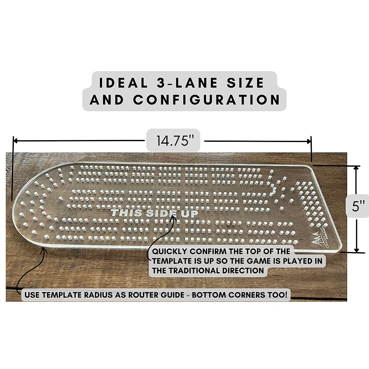 Cribbage Board Template 3-Track Heavy Duty Acrylic Jig with Drill Bits Router Guide Woodworking Project Kit Card Game DIY