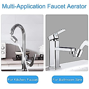 720 Degree Faucet Extender 720° Swivel Sink Female Faucet Aerator with Male Adapter, Faucet Sprayer Attachment Can be Used as Eyewash Station, 55/64”-27UNS Female Swivel Faucet Aerator