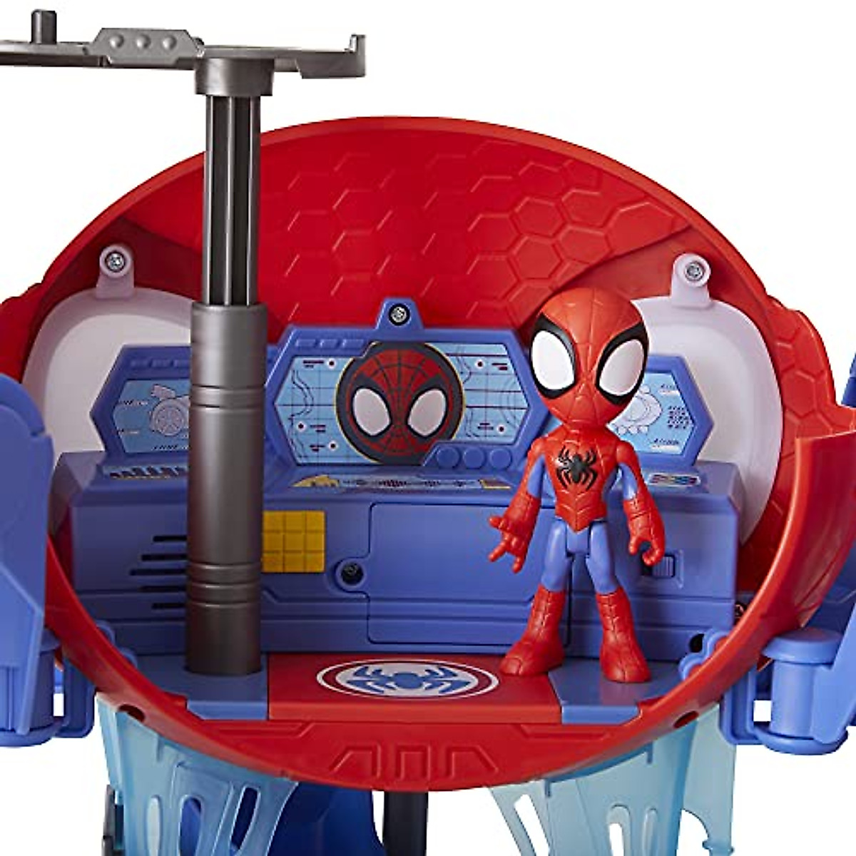 Spidey and His Amazing Friends Marvel Web-Quarters Playset with Lights and Sounds, Includes Spidey Action Figure and Toy Car, for Kids Ages 3 and Up,F1461