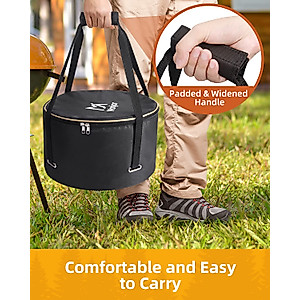 Morjor Dutch Oven Bag for 12 & 10 Inch Dutch Oven, Carry Bag with Extra Inner Crossed Straps & 2 Pockets