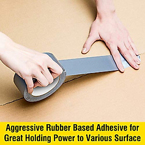 Heavy Duty Silver Duct Tape, Professional Grade Multi-Use Duct Tape, 48mm x 32m (1.88 inches x 35 Yards), 8.27 mil Thickness, Silver, 3 Rolls