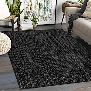 Seavish Outdoor Rug 4X6 Area Rug Washable Kitchen Rug Black and White Striped Rug Cotton Rugs Farmhouse Decor Reversible Laundry Room Mat Small Accent Throw Rugs Patio Rug Front Porch Mat