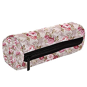 Pink Floral Pattern Pencil Bag Pen Case Stationary Case Pencil Pouch Desk Organizer Makeup Cosmetic Bag for School Office