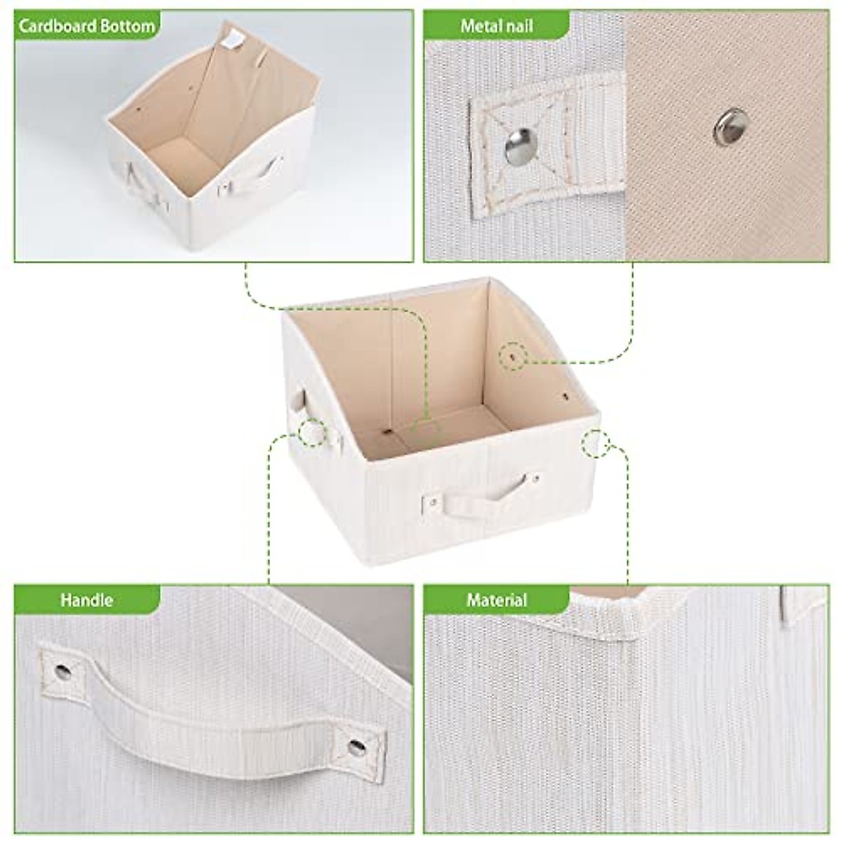 KEEGH Storage Bins for Closet Shelves Storage Baskets for Shelves Trapezoid Storage Bin Fabric Organizer Bins for Clothes with Handles,Beige,Set of 3, 11.8" x 11.2"x 8.3"