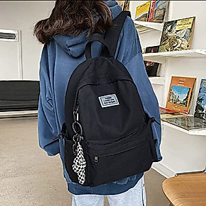 WEIIYONN Kawaii Backpack for Women Aesthetic Book bag Laptop Backpack Casual Women's Daypack with Cute Accessories (Black)