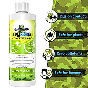 BugZooka 8oz Concentrate: Makes 2 Gallons All Natural Prevents Ants, Spiders, Aphids, Whiteflies, Caterpillars, Thrips, Stink Bugs,miticides, Pesticides, and Fungicide All Stages of Crops USDA