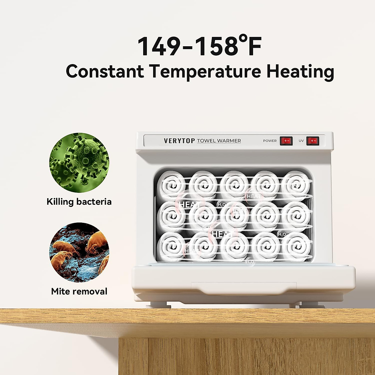 VERYTOP Hot Towel Warmer for Spa, 9L Small Towel Warmer Professional Mini Towel Warmer 2-in-1 Towel Heater for Facials, Towel Warmer Cabinet for Beauty Salon and Spa.(9L-Black)