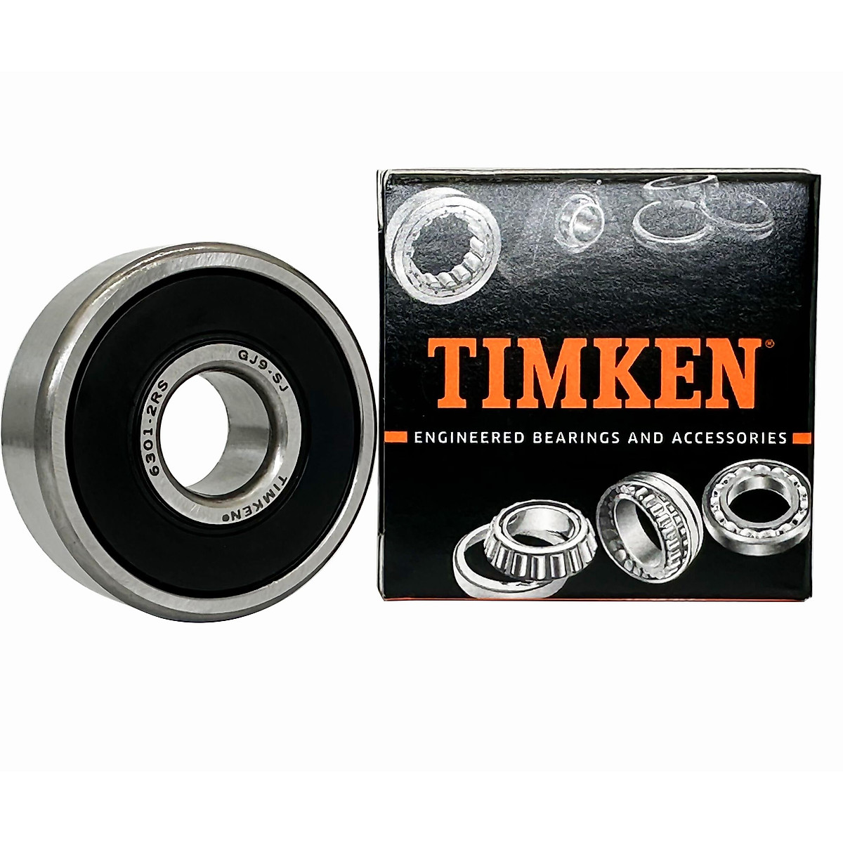 2PACK TIMKEN 6301-2RS Double Rubber Seal Bearings 12x37x12mm, Pre-Lubricated and Stable Performance and Cost Effective, Deep Groove Ball Bearings