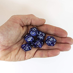 Blue Pearl RPG Dice - Full Polyhedral Set - 'Nightfall'