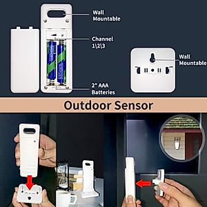 VAUNO Additional Wireless Indoor Outdoor Temperature and Humidity Sensor for EN8822C-1 Hygrometer Humidity Gauge Meter