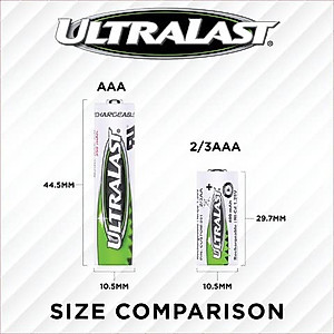 ULTRALAST ULN423AAASL - 2/3 AAA (Two Thirds Triple A Battery) Solar Batteries for Outdoor Solar Lights - NICAD 1.2 Volt, 150mAh, Rechargeable Battery Pack for Garden Lighting - Recharges Up to 1000x