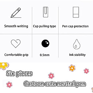 6 Pcs Cartoon Dog Gel Pens Stationery Set, Cool Writting Pens for Kids Students Gifts Girls Boys Birthday Gift