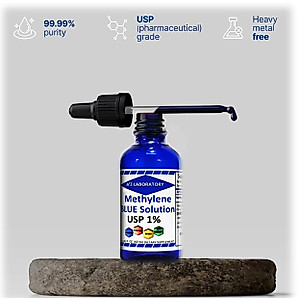 Methylene Blue 1% A2Z Laboratory | USP-Grade Methylthioninium Chloride Liquid | High Purity Dietary Supplement for Brain Function & Cognitive Health | No Formaldehyde (1) 50ml Glass Dropper Bottle