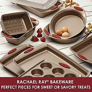 Rachael Ray Cucina Nonstick Bakeware Set with Pyrex Glass Measuring Cups (10 Piece)