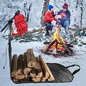 TTETTZ Log Carrier Bag For Firewood,Firewood Carriers With Big Handles,Firewood Tote Fireplace Accessories Extra Large Firewood Holder With Handles For Camping Best Gifts Black