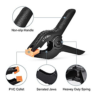 UTEBIT 8/12 Muslin Clamps 4'' Portable Black Backdrop Background Clamps Heavy Duty Paper Clips for Photo Studio, Woodwork, Artwork (12Packs)