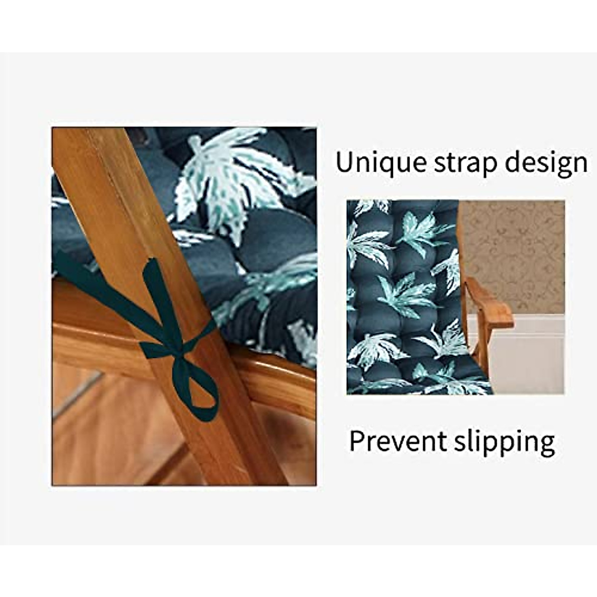 FF Era Non-Slip Rocking Chair Cushion, Sun Lounger Cushion high-Backed Cushion, Thick Extra Large Relaxer Thick seat Cushion Deck Chair Cushion Rocking Chair seat Cushion Garden Cushion (Leaves)