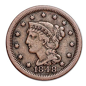 Braided Hair Large Cent in Circulated Condition 1839-1857 Random Coin