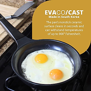 Evaco Cast Aluminum Non-Stick Omelet Pan 8" ES020-BIH, Induction Ready, Easy-Clean Ceramic Coating, Heat Conduction, Perfect for Eggs, Searing & Sautéing, Non Stick Frying Pans , 900°F Tolerance