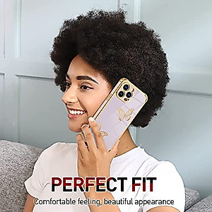 OOK Compatible with iPhone 14 Pro Max Case Luxury Plating Edge Bumper Case with Full Camera Lens Protection Cute Butterfly Pattern Cover for iPhone 14 Pro Max 6.7 Inch for Women Girl(Purple)