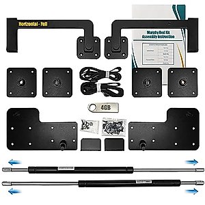 Murphy Bed Hardware Kit with Two-Stage Luxury Gas Spring - Effortless to Pull Down & Fold Back, Good Design Combining Scattered Parts for Heavy Duty Bed Frame,Hidden Murphy Beds Kit Full Horizontal