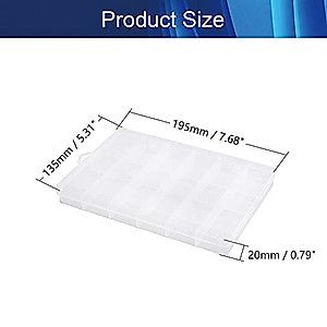 Juvielich Clear Plastic Organizer Box 24 Fixed Grids Storage Container Jewelry Box for Beads Art DIY Crafts Jewelry Fishing Tackles 7.68"x5.31"x0.98"(LxWxH) 2PCS