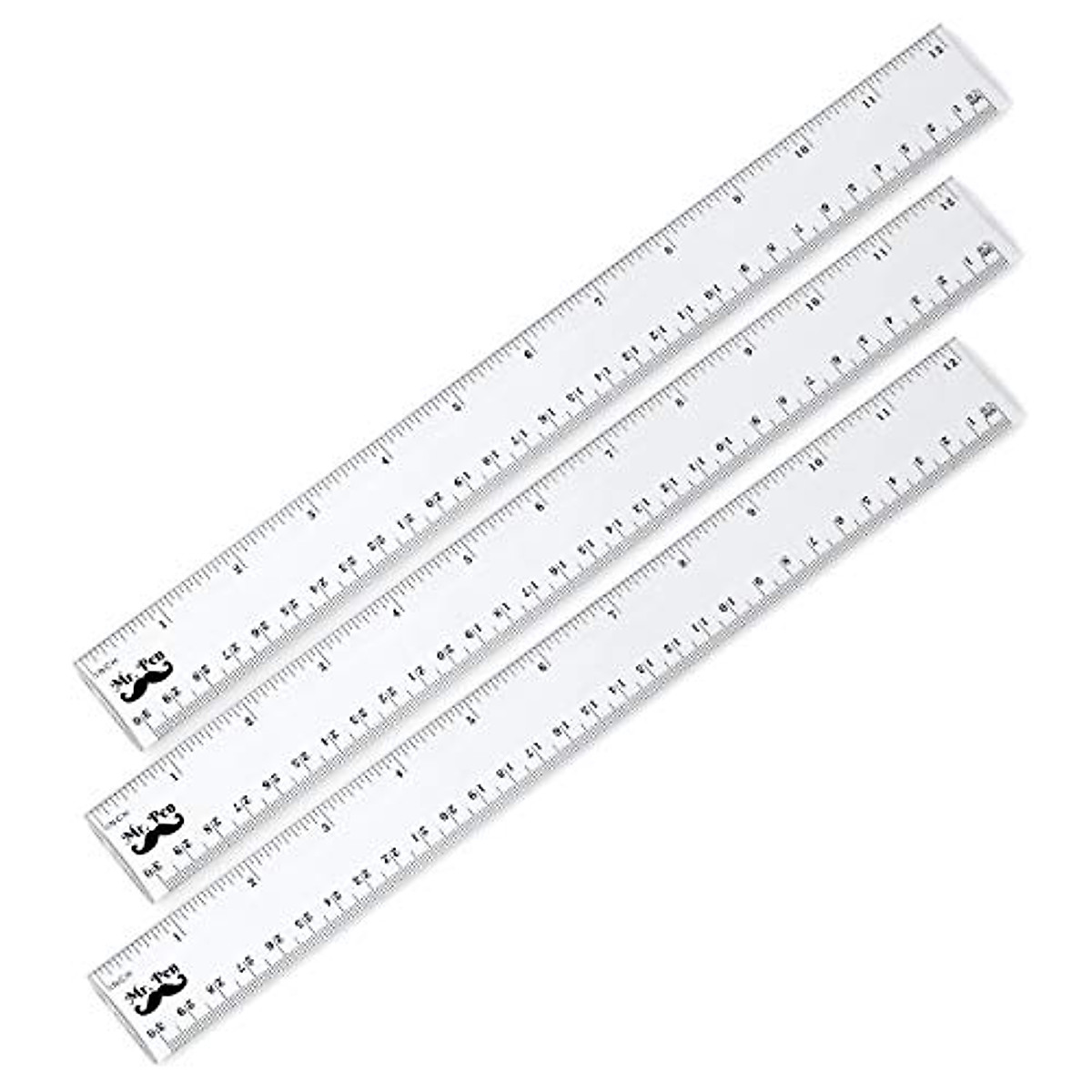 Mr. Pen- Ruler, Rulers 12 inch, Pack of 3, Clear Ruler, Plastic Ruler, Drafting Tools, Rulers for Kids, Measuring Tools, Ruler Set, Ruler inches and Centimeters, Transparent Ruler