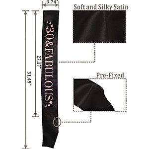 MEANT2TOBE 30th Birthday Sash and Tiara for Women - Fabulous Glitter Sash + Gravity Rhinestone Pink Premium Metal Tiara for Her, 30th Birthday Gifts for 30 Party