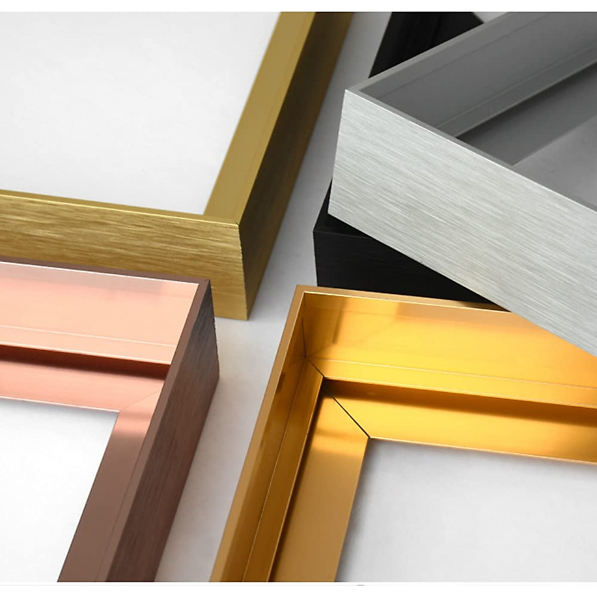 Querfun DIY Metal Floating Frame for 12X16 Canvas,0.6-0.85“/1.5-2cm Canvas Depth.Picture Art Wall Décor,Art Canvas,a Frame Kit,Cut to Pieces,No Canvas Included Light Gold