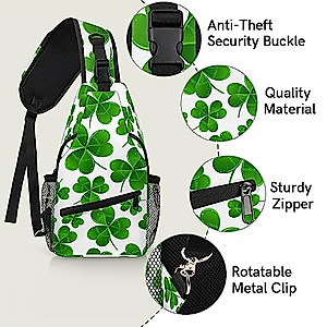 St Patrick Day Clover Sling Backpack St. Patrick's Day Crossbody Bag Hiking Backpack Casual Daypack