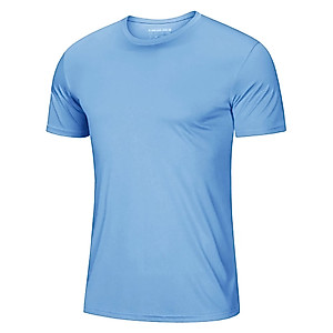 T-Shirts for Men Quick Dry Top Tee Rash Guards Running Shirt Dry Fit Lightweight Sun Shirts Gym Active T-Shirt Sky Blue