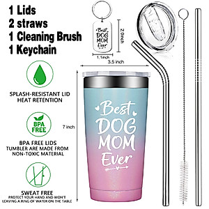 BIRGILT Dog Mom Gifts for Women - Best Dog Mom Ever - Dog Mom Mothers Day Gift - Funny Christmas Birthday Gifts for Mom, Dog Mum - 20oz Dog Mom Tumbler