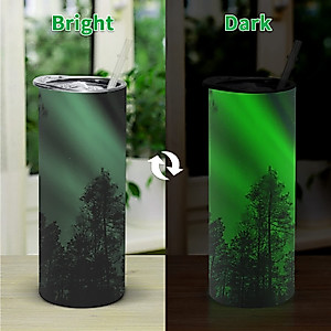 FECBK 25Pcs Glow In The Dark Sublimation Tumblers 20oz Skinny Straight Stainless Steel Double Wall Insulated Sublimation Blanks Tumblers Bulk with Lid and Straw Individually Boxed