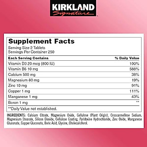 Kirkland Signature Calcium Citrate Magnesium and Zinc, 500 Tablets