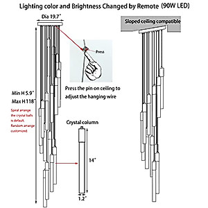H118 18-Light Modern Chandelier LED Dimmable Light Crystal Pendant Lights Fixtures Crystal Chandeliers Flush Mounted Ceiling Light Raindrop Crystal Bubble Lights Living Room Remote Foyer Lights
