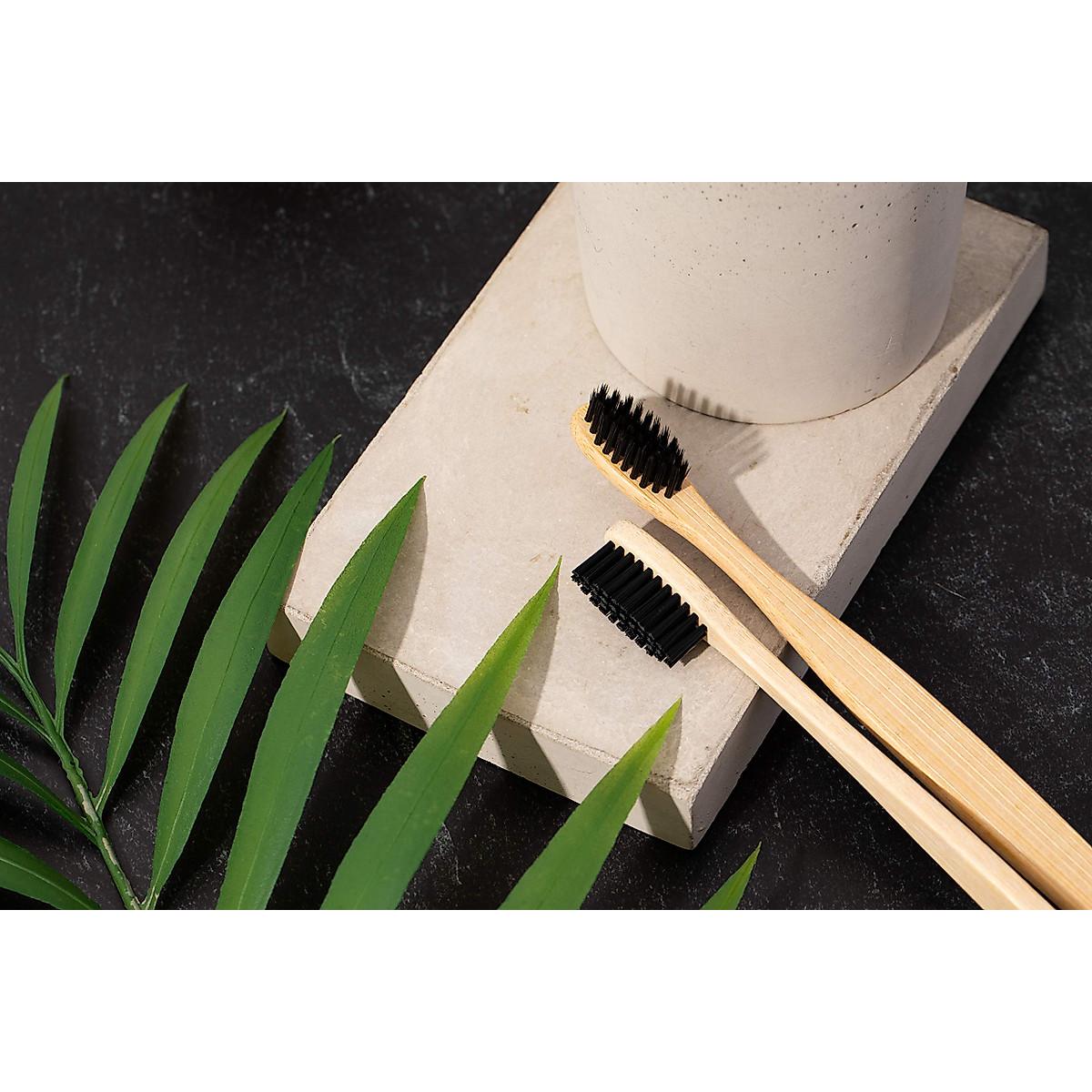 [10 Pack] Biodegradable Bamboo Toothbrushes - Soft Charcoal Infused Bristles for Cleaner Teeth - Sustainable Wooden Toothbrush - Natural Toothbrush That Lasts - Travel Case Included, BPA-Free