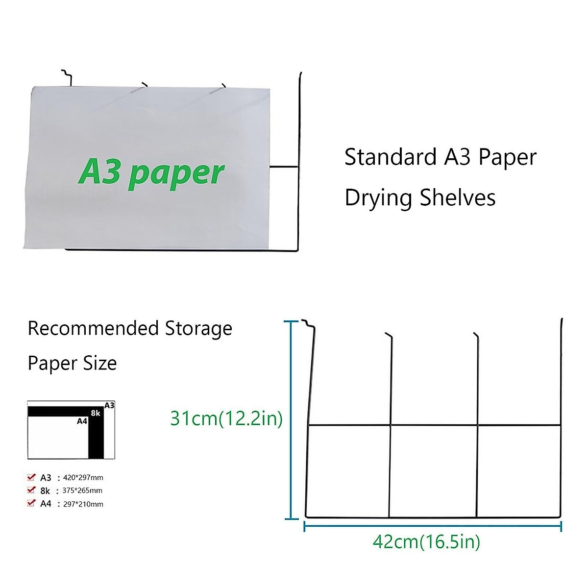 Metal Steel Wire Drying Rack for Classroom Painting Crafts, Artworks Prints Storage Art Display Rack for Art Studio and Home Use, Easy Moving with Wheels, Black (Size : 20 Shelves)
