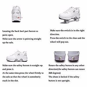 Pairobin Roller Skate Shoes - Sneakers Roller Shoes 2-in-1 Suitable for Outdoor Sports Skating Invisible Roller Skates The Best Choice for Building Confidence Style