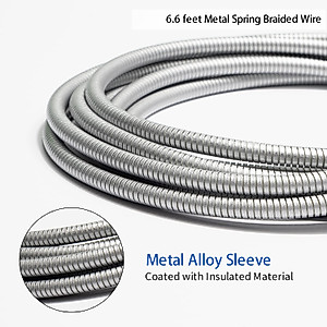 METZONIC MFi Certified Charger for iPhone [2 Pack, 6Feet] Metal Braided USB Cable with Insulation Coated Steel Jacket, Strong & Fast Charging Data Transfer Cord