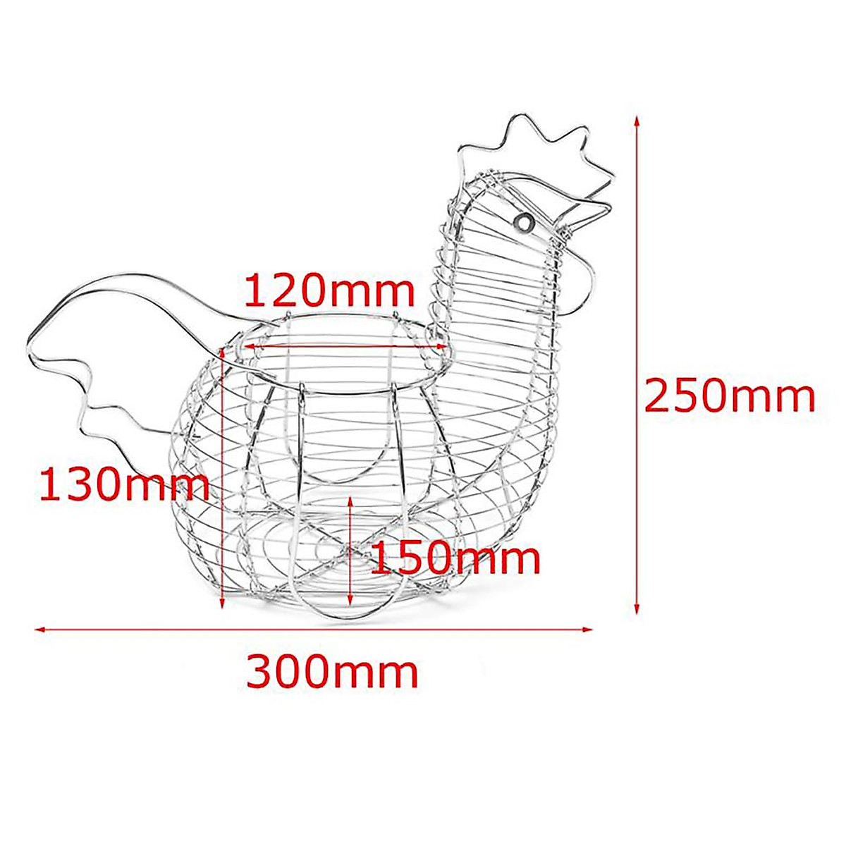Chicken Shaped Egg Basket, Fruit Storage Wire Basket Rustic Decor Chicken Basket Egg Holder for Home Kitchen Fruit Storage (As Shown)