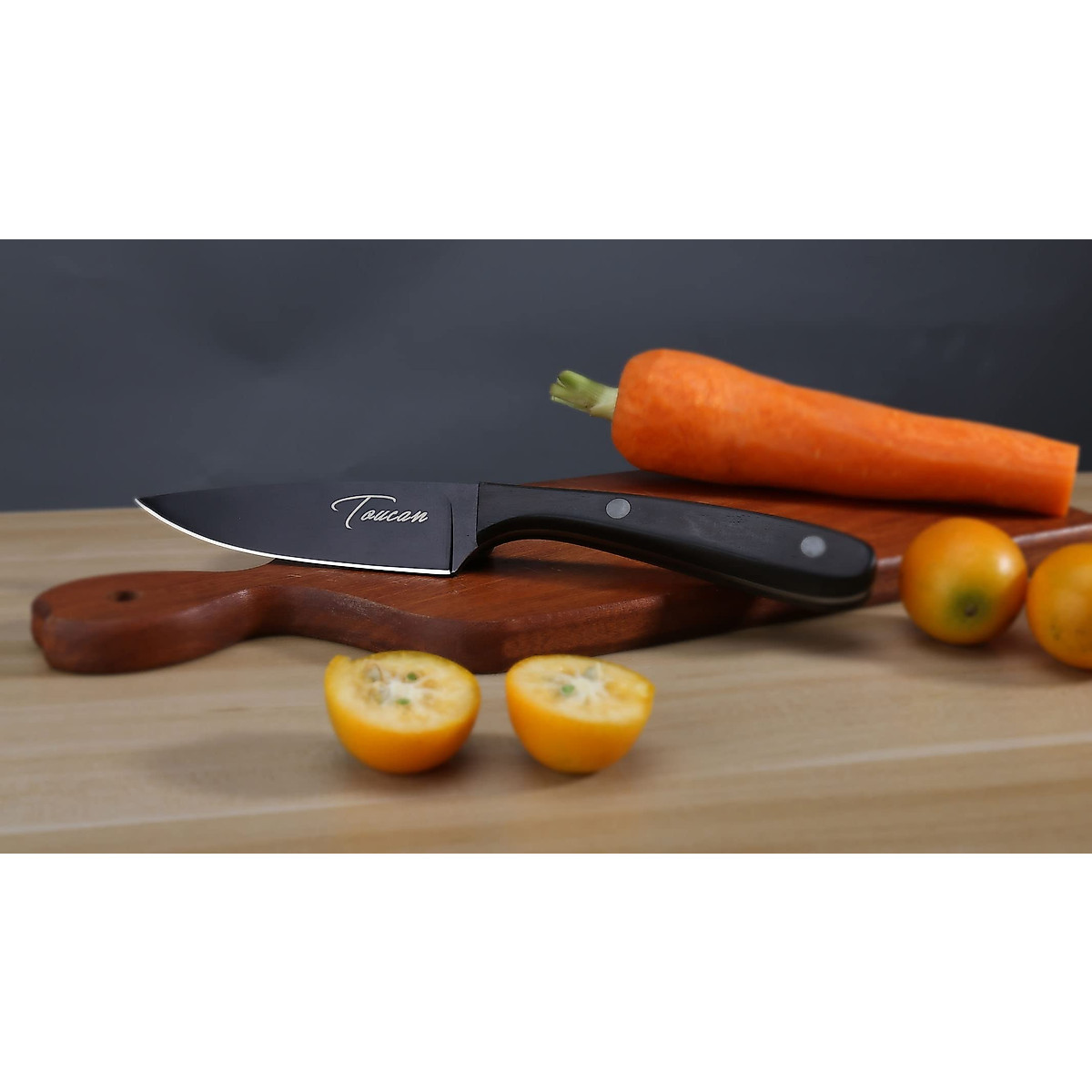 TOUCAN Black Paring Knife – Professional Kitchen Knife for Fruits and Vegetables – Premium Stainless Steel with Ergonomic Handle – 4-inch Blade for Chopping, Cutting, Peeling