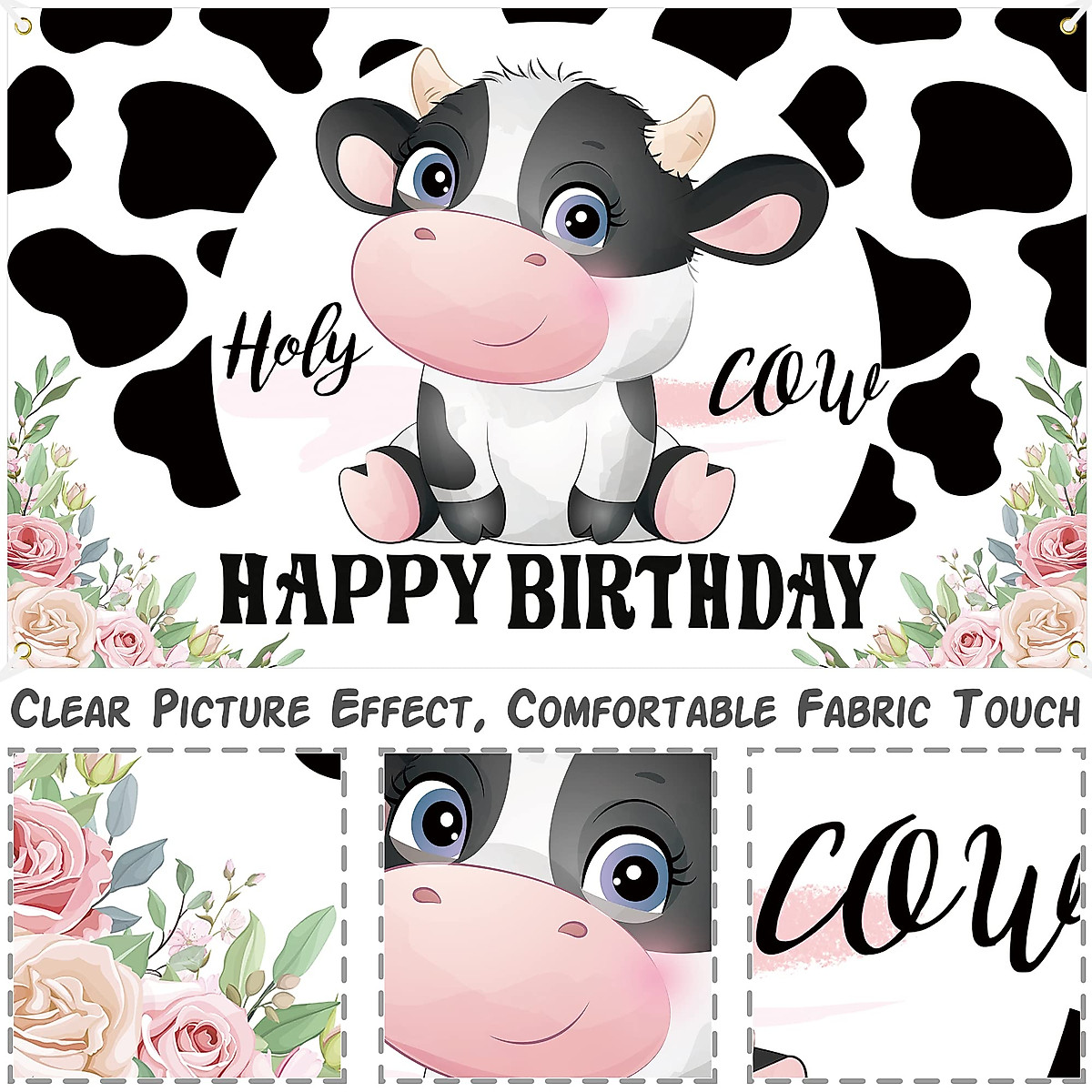 Cow Birthday Party Decoration Holy Cow Backdrop Decorations Cow Birthday Party Supplies Cow Themed Birthday Party Backdrop Decorations for Farm Animals Theme Party Baby Shower Supplies