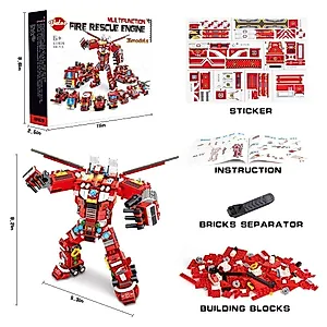 VATOS Robot Building Toys - 35 Models STEM Truck Construction Set for Boys Girls Age 6 7 8 9 10 11 12 Years Old (Red)