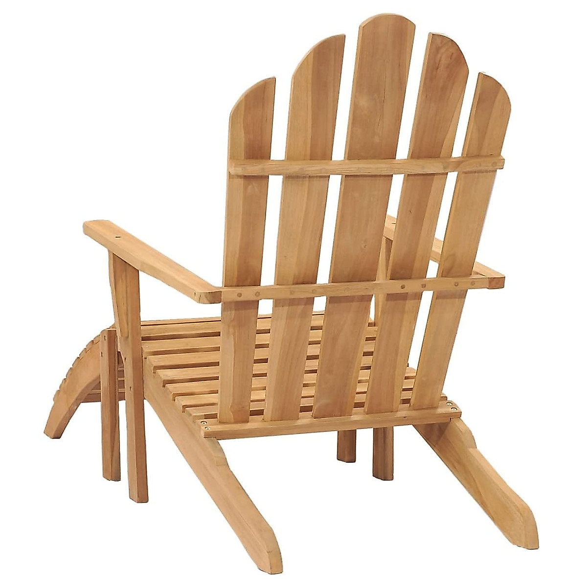 Tidyard Garden Adirondack Chair with Footrest Teak Wood Reclining Lounge Chair for Patio, Garden, Backyard, Poolside, Outdoor Furniture 26 x 59.4 x 38.6 Inches (W x D x H)