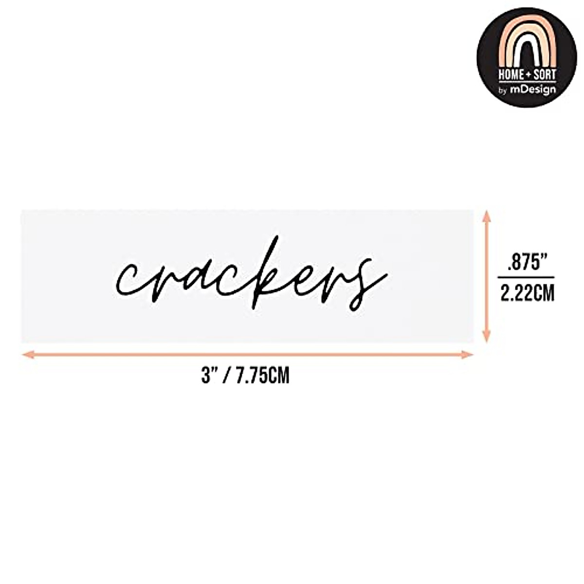 mDesign Plastic Kitchen Bins with Handles and Preprinted Cursive Food Labels Combo Set for Organizing Pantry, Kitchen, Shelves, or Counter, Includes 4 Clear Bins and 120 White Labels with Black Text