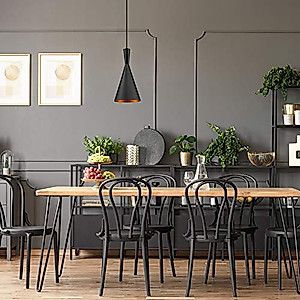 Globe Electric 63873 1-Light Hourglass Pendant, Matte Black, Gold Interior, Black Cord, E26 Base Socket, Kitchen Island, Pendant Light Fixture, Adjustable Height, Home Décor Lighting, Home Decor, Mira