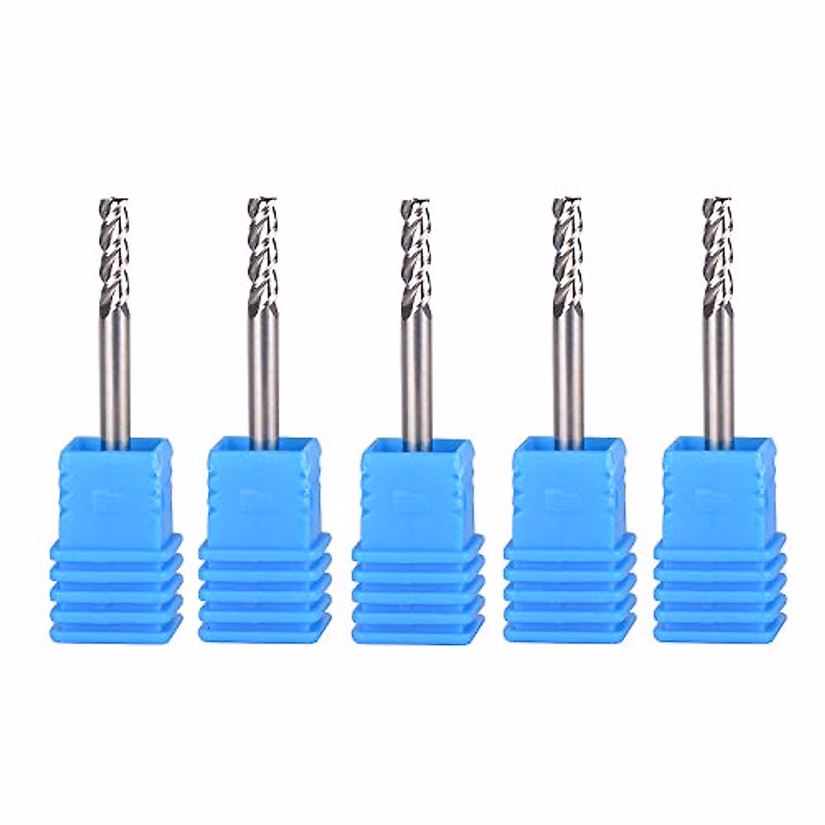 SpeTool 1/8 End Mills for Aluminum 3 Flutes CNC Spiral Router Bits for Aluminum Cut Non-Ferrous Metal Upcut 1.5 inches Long 5 Pieces