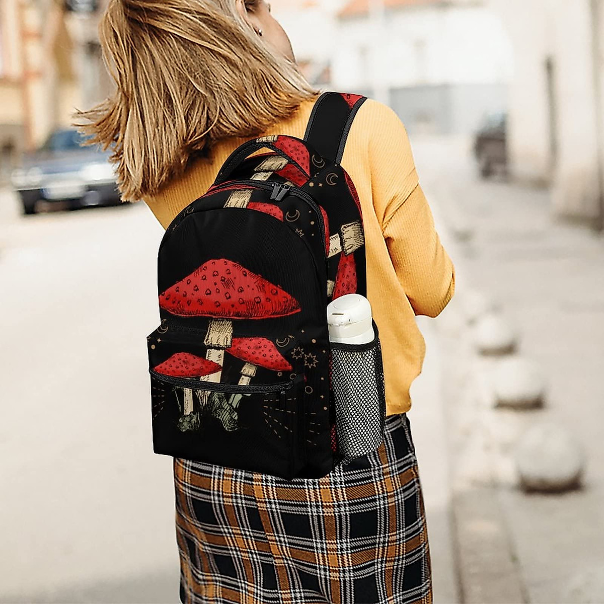 Mushroom Moon Backpack Print Work Leisure Travel Schoolbag Adjustable Practical Gift Unisex Laptop Backpack