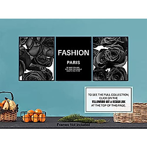 Fashion Quote Set - Glam Designer Artwork, Wall Art Decor print Set - Classy Couture Design Home Decor for Bedroom, Living room, Bathroom, Office - Luxury Gift for Woman, Fashionista - Black