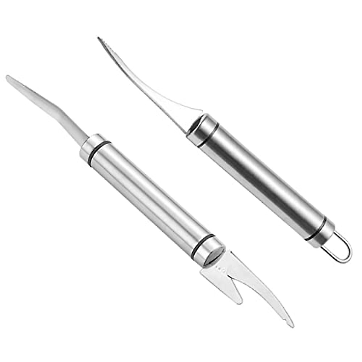 BESTonZON 4 Pcs Stainless Steel Shrimp Wire Knife Oyster Opener Household Gadgets Fishing Accessories Prawn Peelers Seafood Shrimp Cleaner Shrimp Fork Picks Shrimp Tool Fish Tool Fish Scaler